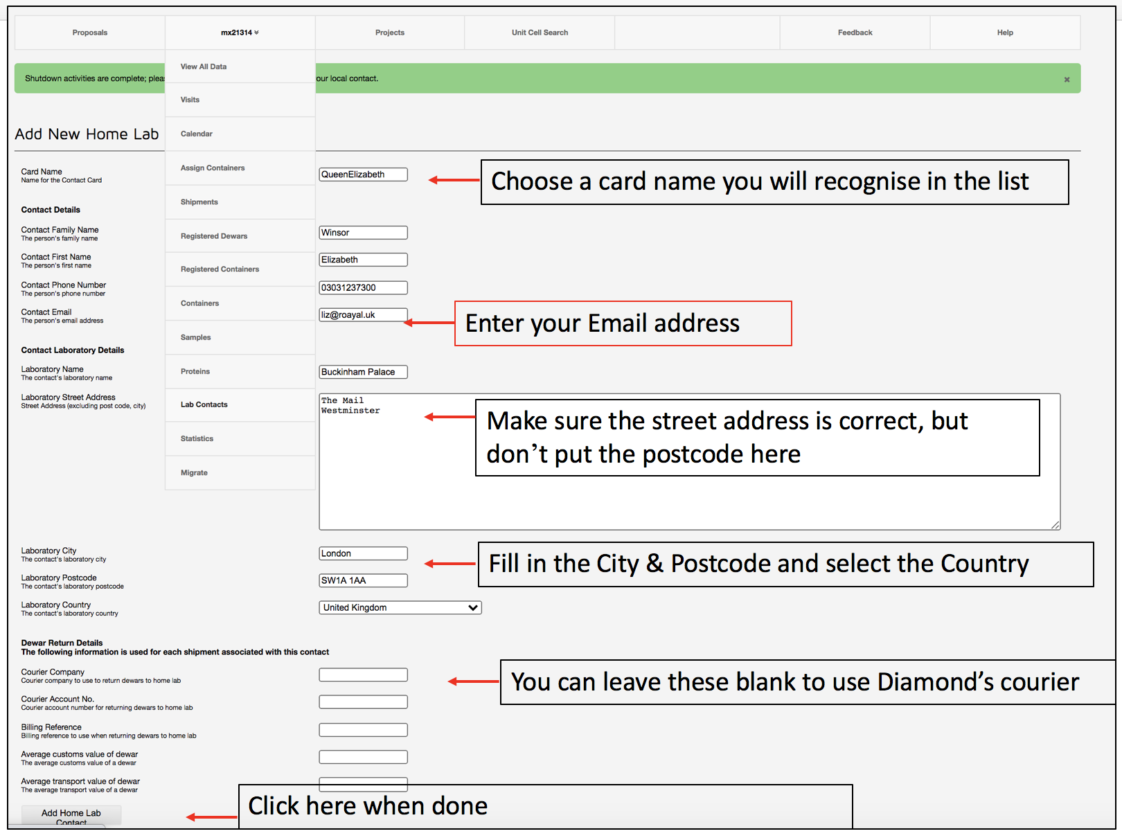 Add Lab Contact - - Diamond Light Source